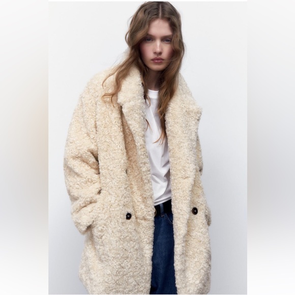 Zara | Jackets & Coats | Zara Faux Fur Coat Ecru Color | Poshmark